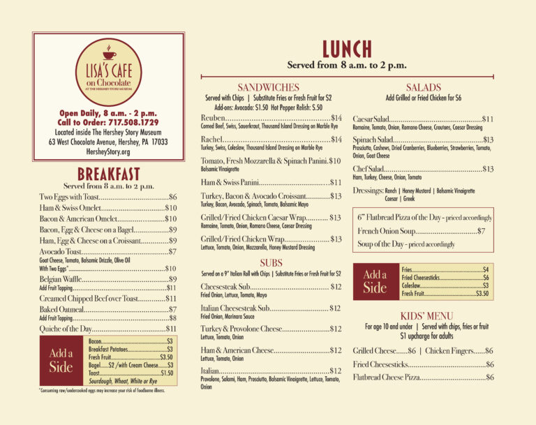 Hershey, PA Dining at Lisa's Cafe | Casual Restaurant & Eatery in Hershey